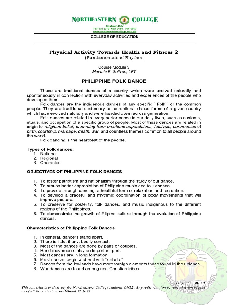 PE12-Module 3-Folkdance | Download Free PDF | Dances | Folklore