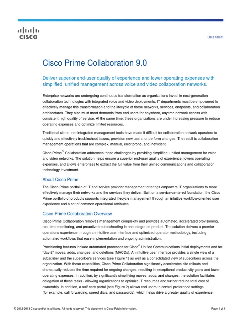 Cisco Prime Collaboration 9.0 | PDF | Computer Network | Quality Of Service
