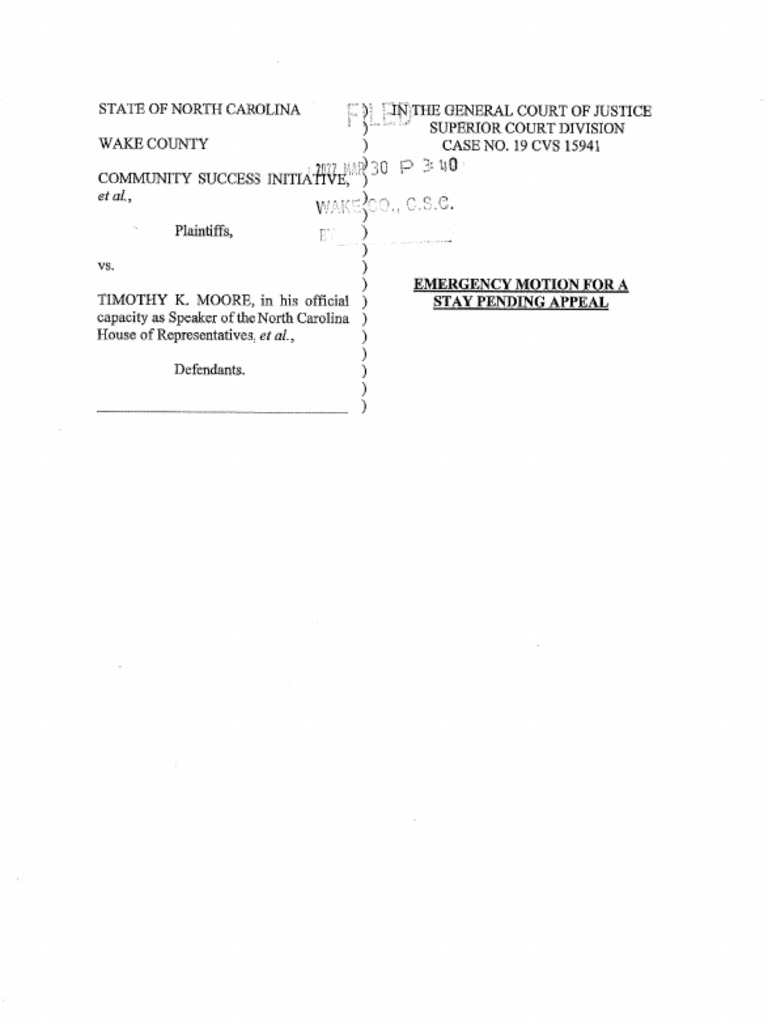 Emergency Motion For A Stay Pending Appeal - Filed Copy (With Exhibits) 3-30-22 PDF | PDF