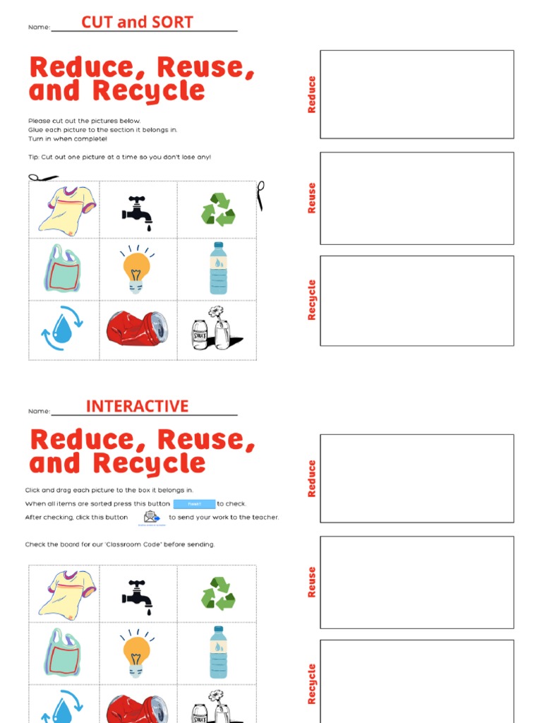 3rs - Cut and Sortinteractive Worksheet and Rubric | PDF