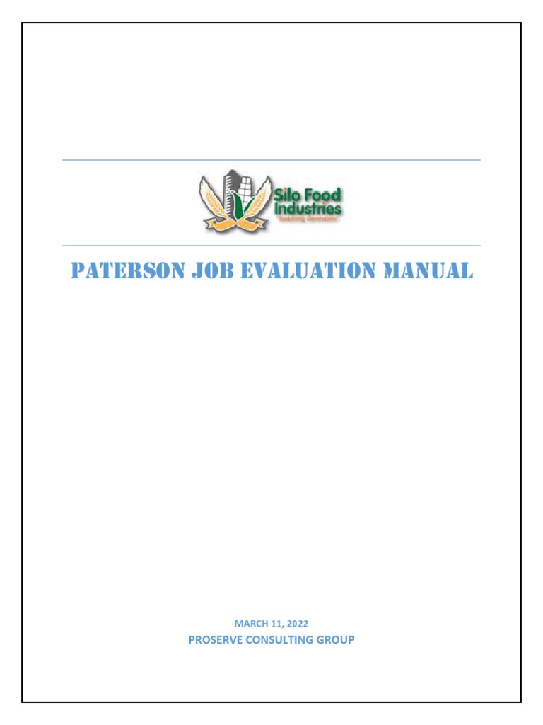 Paterson Job Evaluation Manual: Proserve Consulting Group | PDF ...