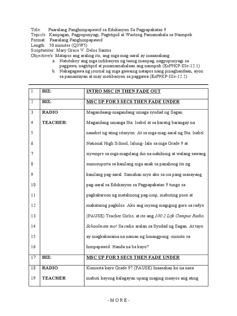 Esp-9 Q3 WK 5-MGVDS | PDF
