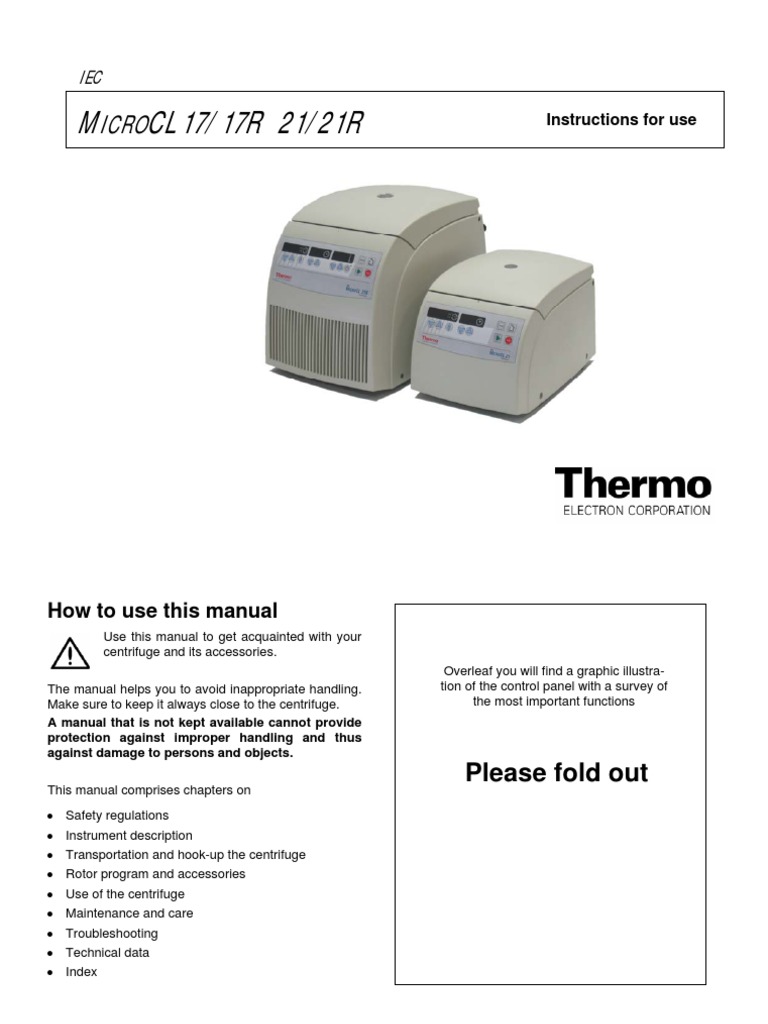 User Manual Iec Micro Cl17 Cl17r Cl21 Cl21r | PDF | Centrifuge ...