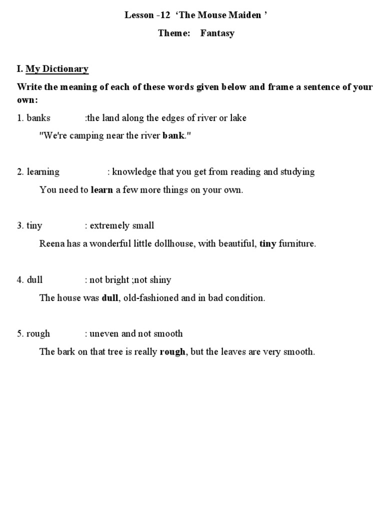 Lesson - 12 The Mouse Maiden ' | PDF