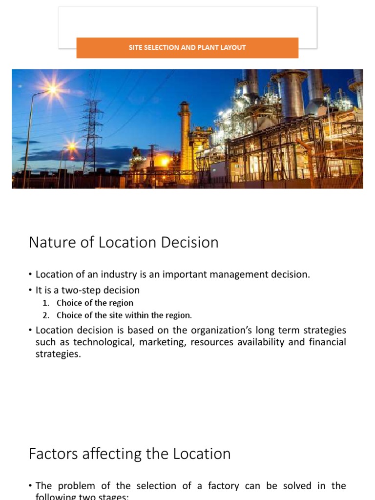 Site Selection and Plant Layout | PDF | Factory | Labour Economics