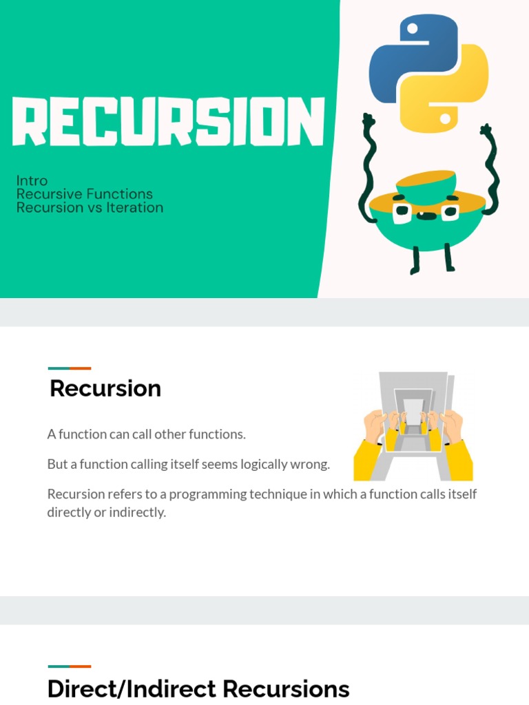 Recursion: Intro, Recursive Functions Recursion Vs Iteration | PDF ...