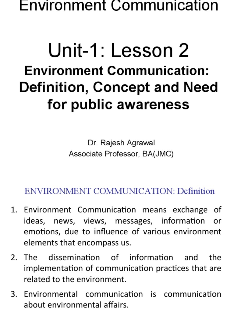 Ec-Unit 1-Lesson 2-Environment Communication-Definition and Concept ...