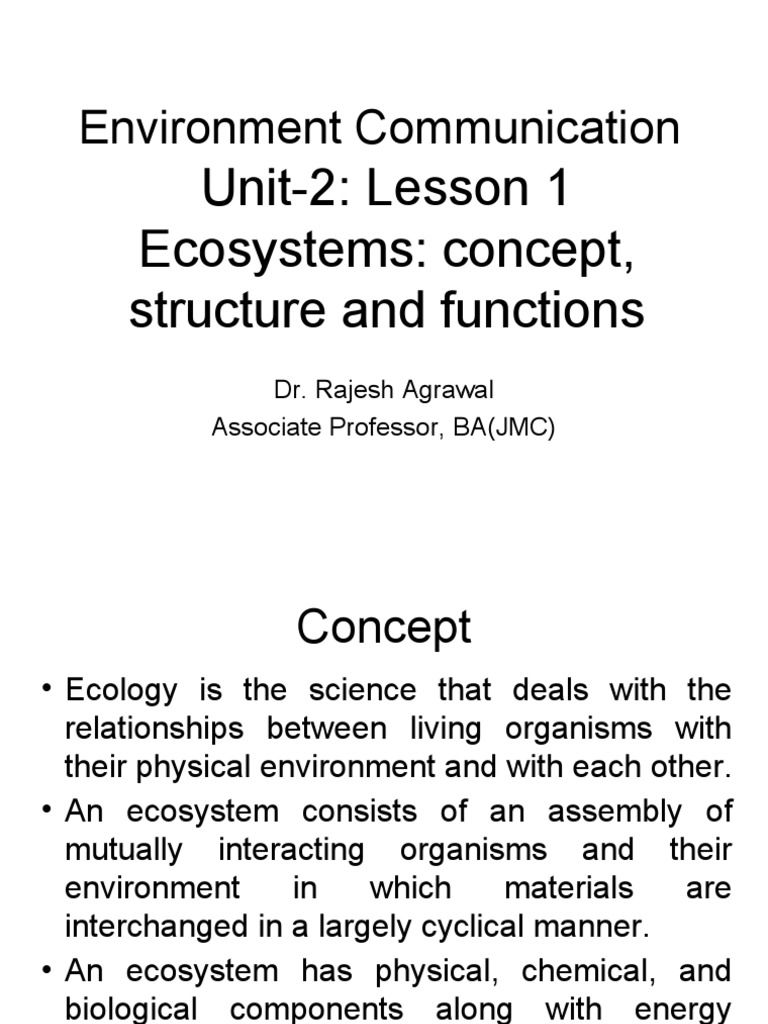 EC-Unit 2-Lesson 1-Ecosystem-Concept, Structure and Functions | PDF ...