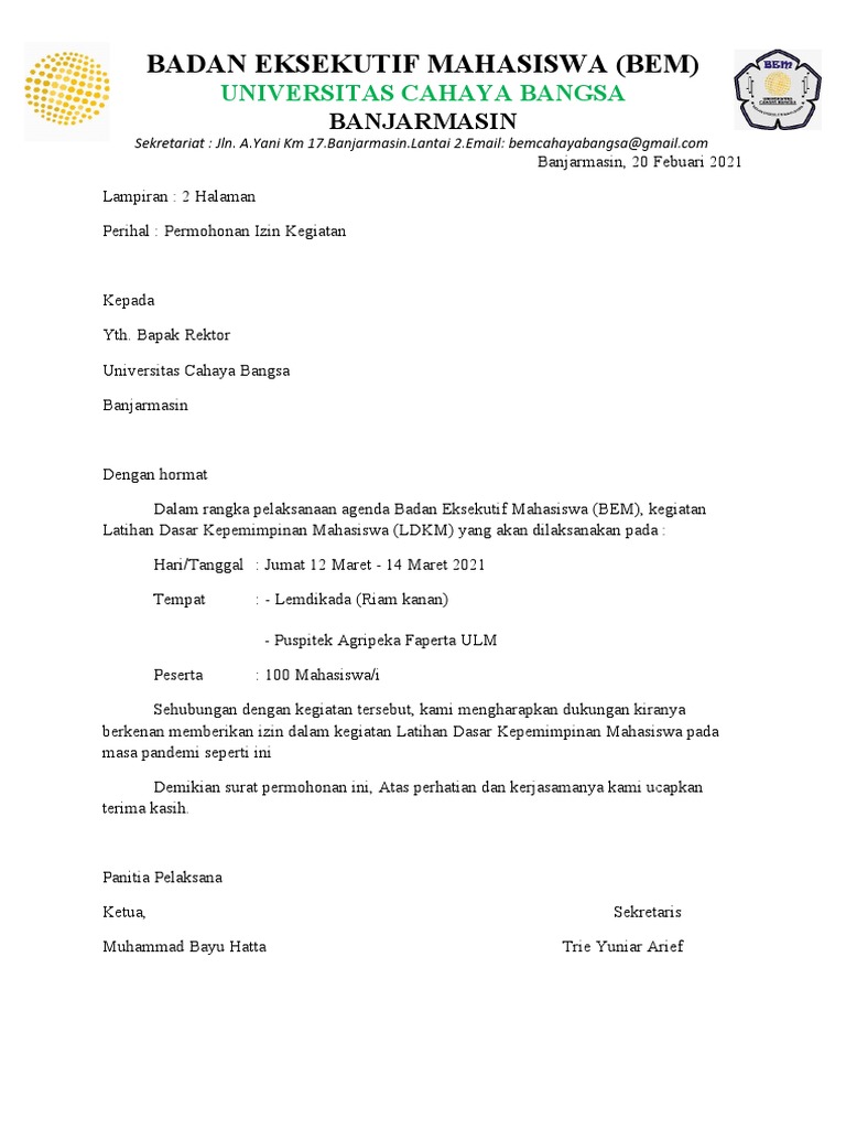 Surat Izin Ke Rektor | PDF