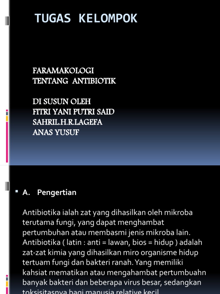 Tugas Kelompok PPT Antibiotik 1 | PDF