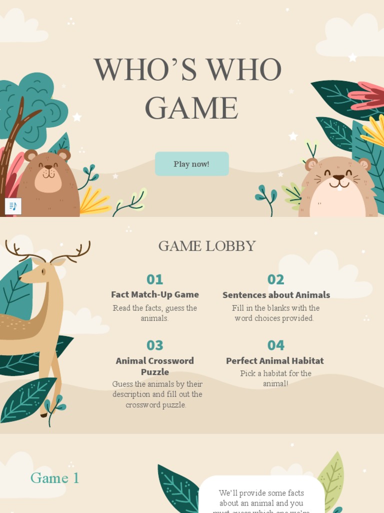 Who'S Who Game: Play Now! | Download Free PDF | Mouse | Elephant