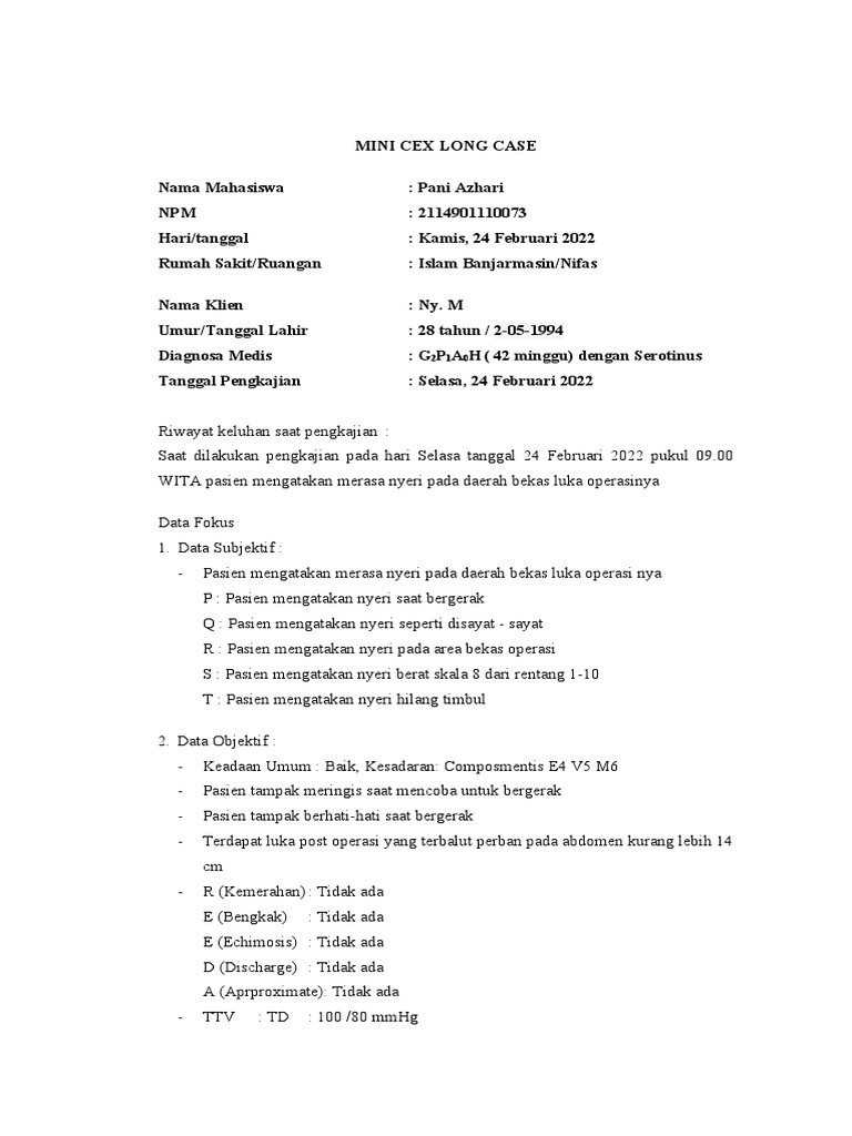Mini Cex Long Case1 | PDF