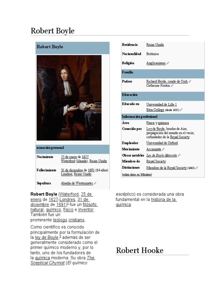 Biografía de Robert Boyle | PDF | Marie Curie | Química