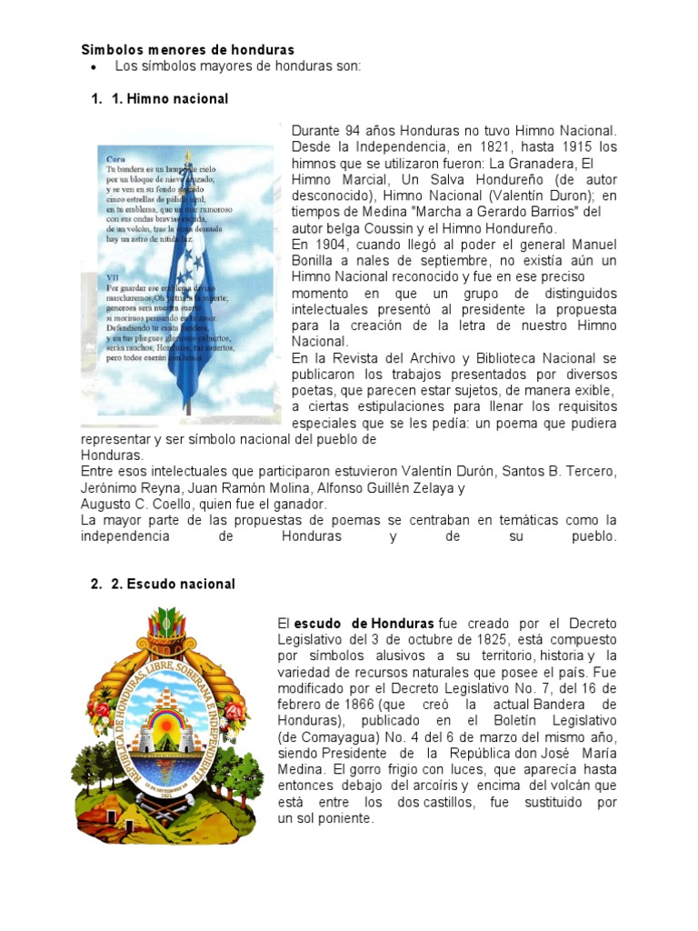 Simbolos Menores de Honduras y Informacion | PDF | Honduras