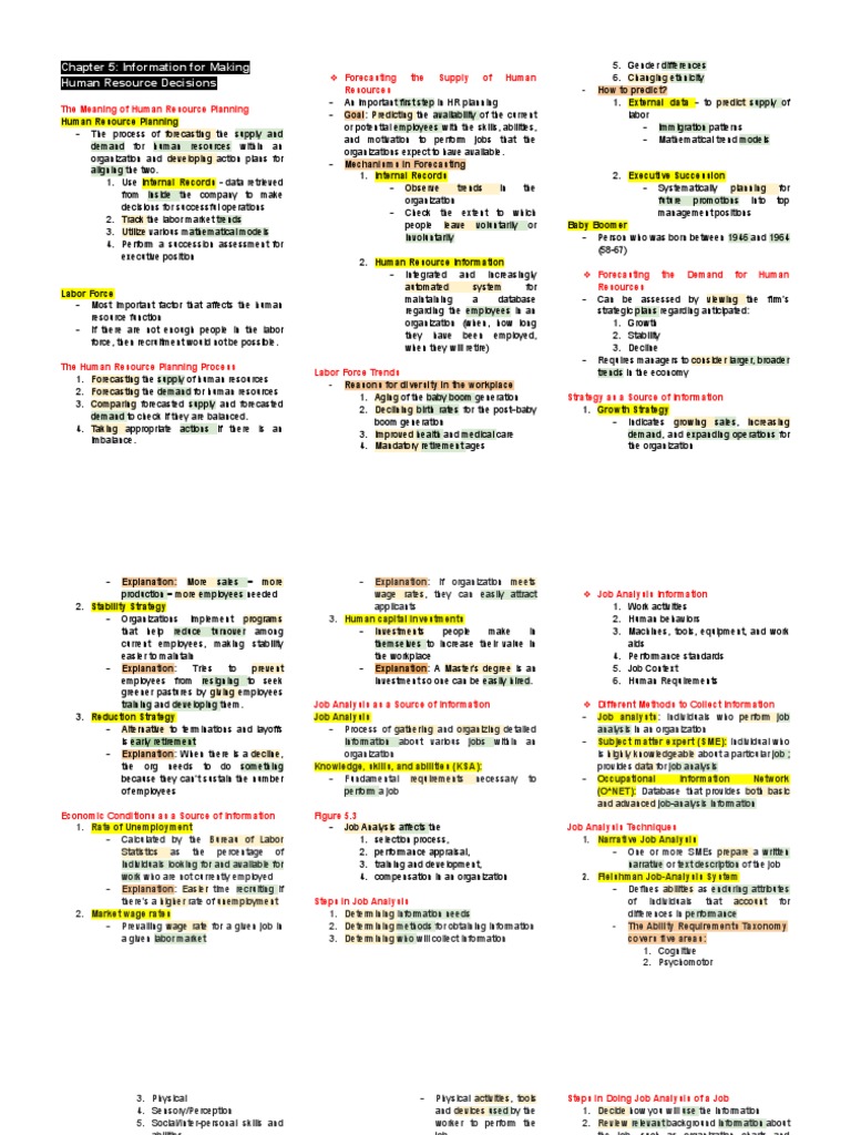 Human Resource Management Chapter 5 Reviewer - Information For Making ...