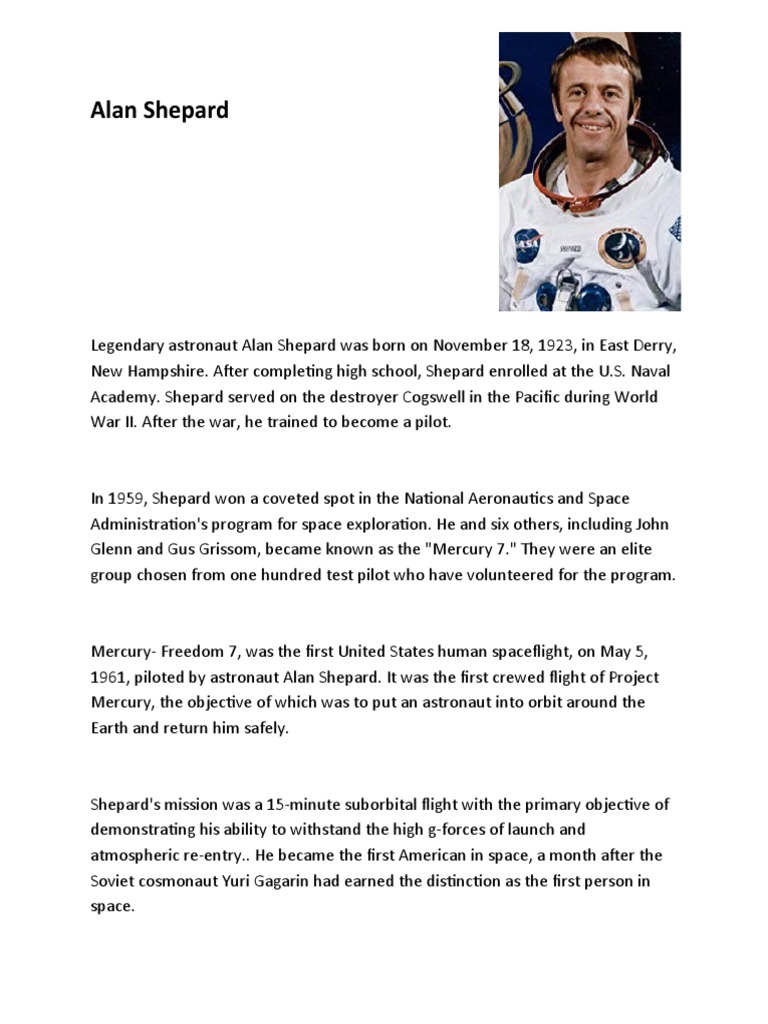 Alan Shepard | PDF | Project Mercury | Astronauts