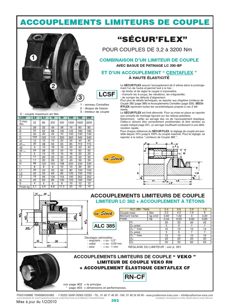 Limiteurs de Couple SÉCUR’FLEX 3,2-3200 Nm | PDF | Biens manufacturés | Ingénierie mécanique