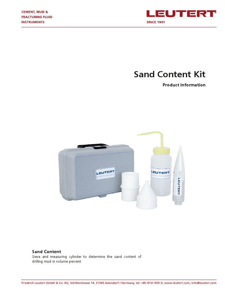 Sand Content Kit: Product Information | PDF | Sand