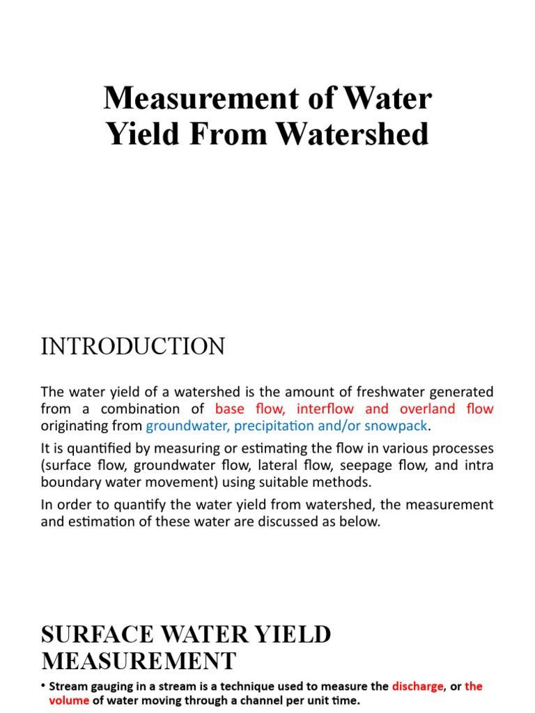 LECTURE 5-Measurement of Water Yield From Watershed | PDF | Discharge ...