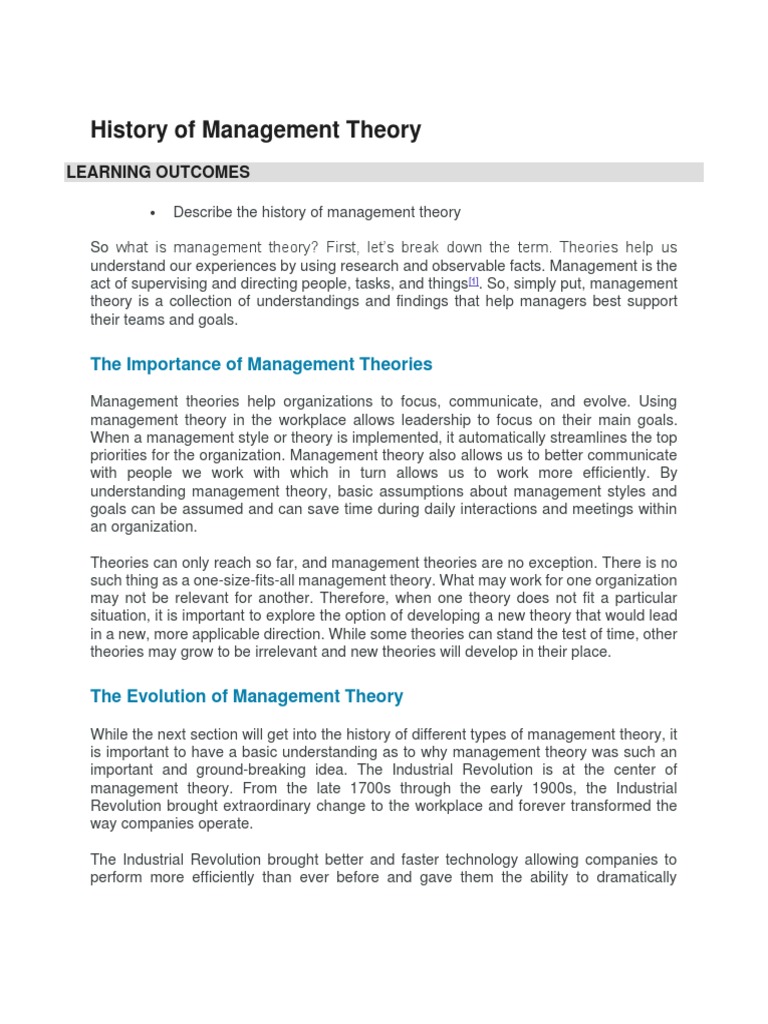 Lecture 4 - History of Management Theory | PDF | Bureaucracy | Leadership
