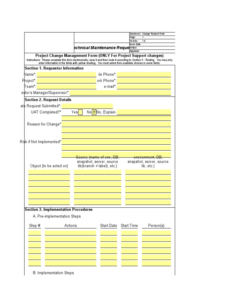 Change Request Template v1.1 | PDF | Software Engineering | Information ...