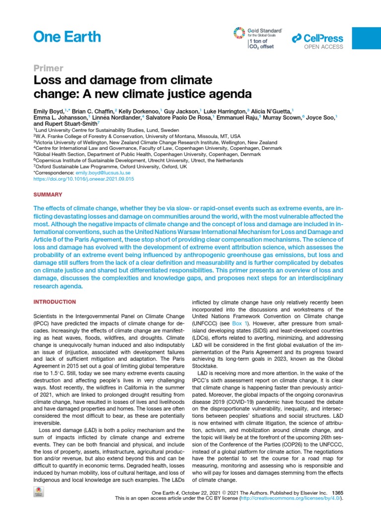 Loss and Damage From Climate Change 2021 | PDF | Climate Change ...