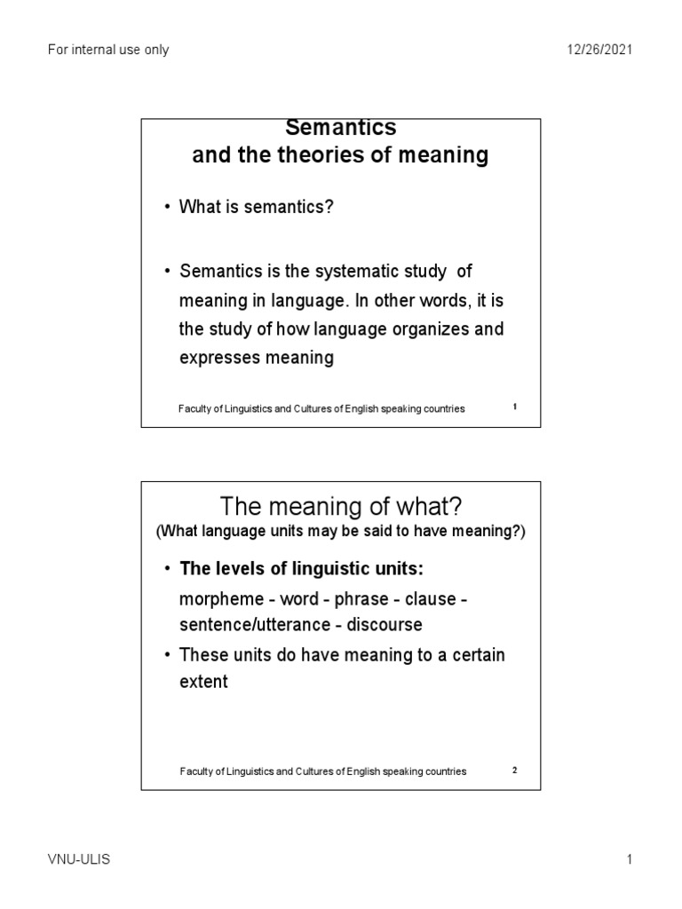 Handouts | PDF | Word | Semantics