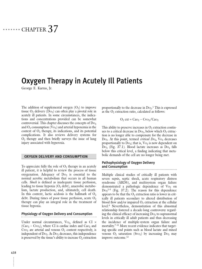 Oxygen Therapy in Acutely Ill Patients | PDF | Hypoxia (Medical ...