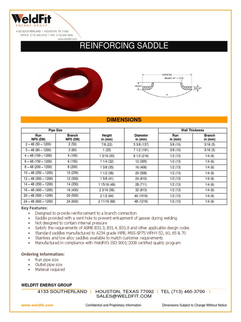 Reinforcing Saddle Data Sheet | PDF | Chemical Engineering | Building ...