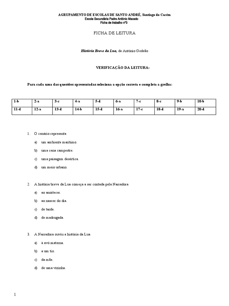 Ficha 3 - História Breve Da Lua | PDF | Lua | Ciências Físicas