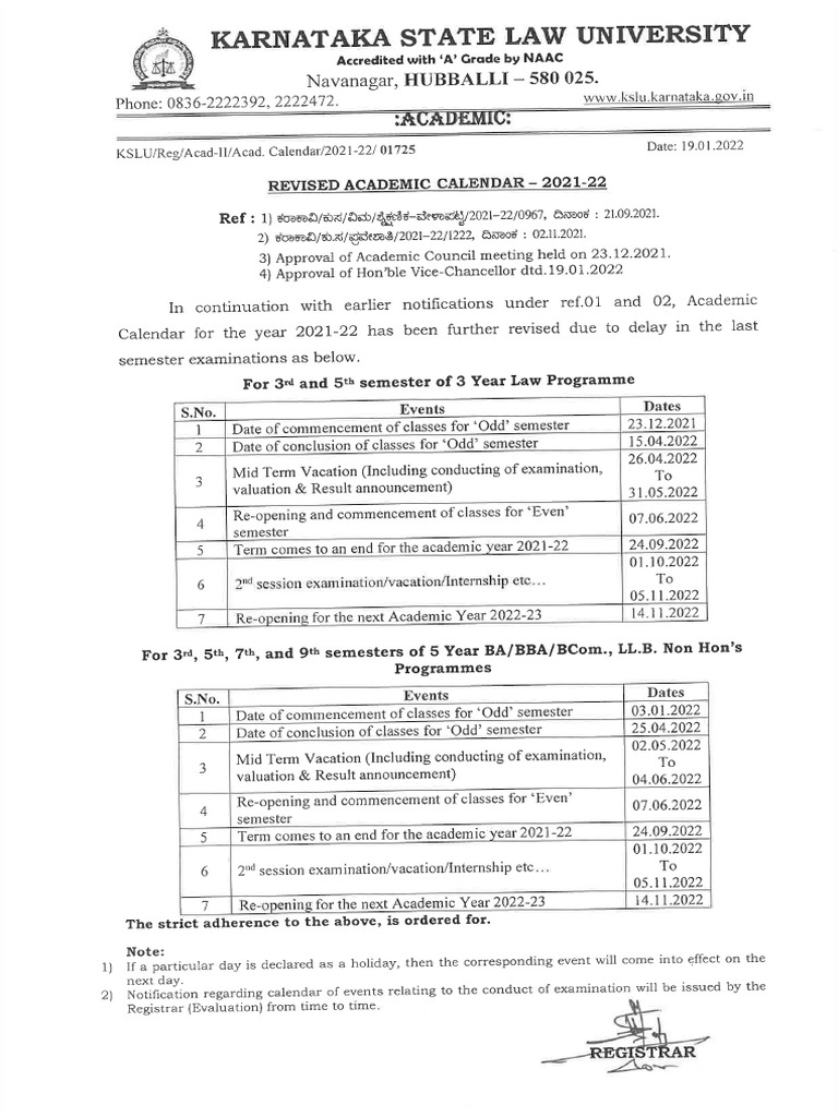 Revised Academic Calendar | PDF