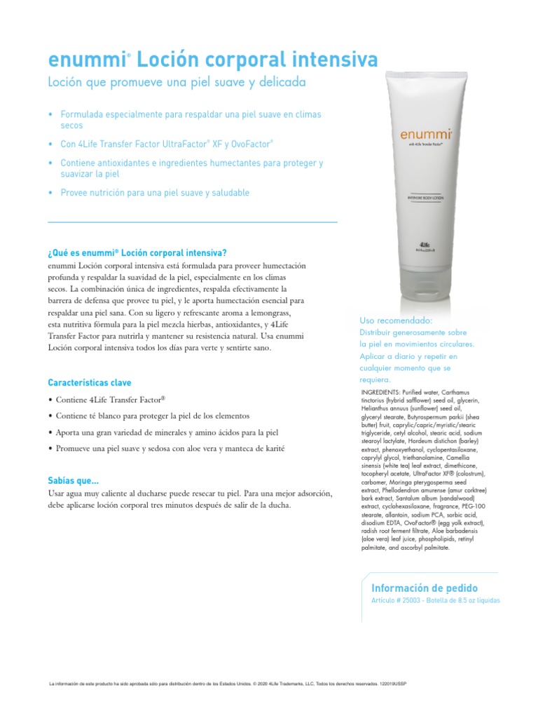 Enummi Locion Corporal Intensiva | PDF