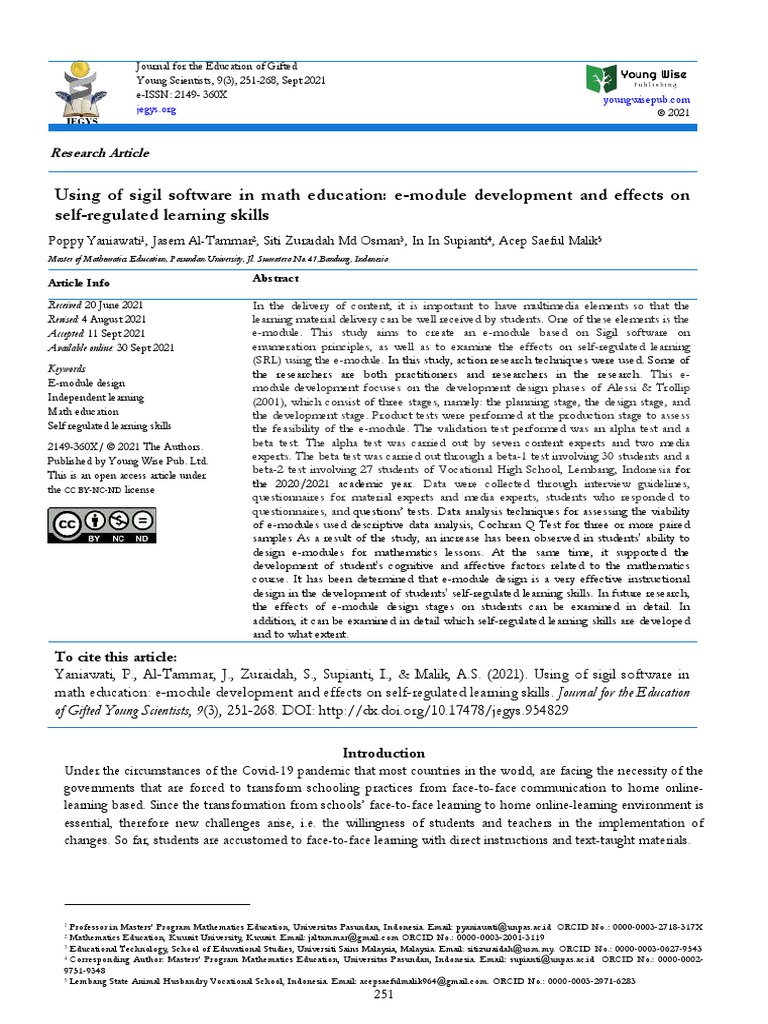 Using of Sigil Software in Math Education: E-Module Development and ...