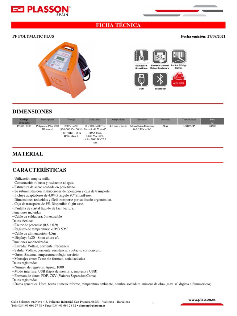 PF Polymatic Plus | PDF | Soldadura | Construcción