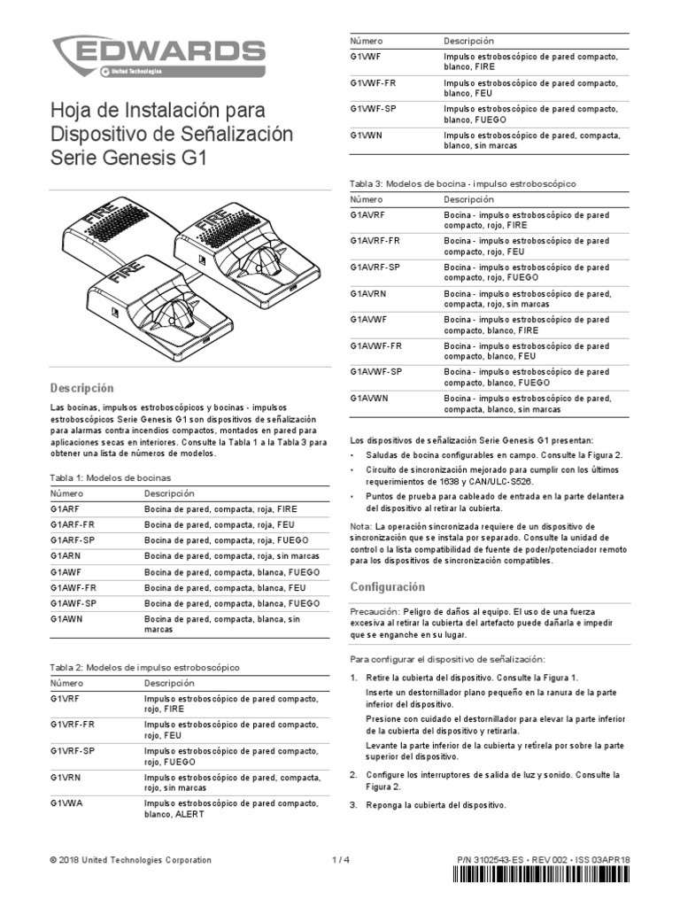 Manual - ES R002 Genesis G1 Series Signaling Appliance Installation ...
