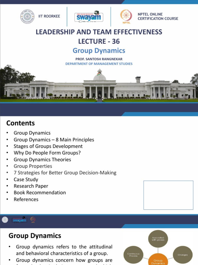 Leadership and Team Effectiveness Lecture - 36: Group Dynamics | PDF ...