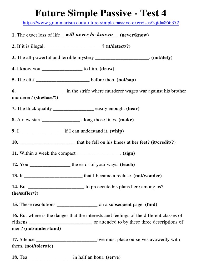 Future Simple Passive Test 4 Exercises | PDF | Computers