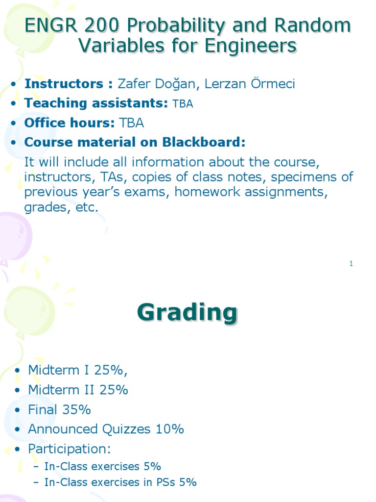 ENGR 200 Probability and Random Variables For Engineers | PDF | Probability | Probability And ...