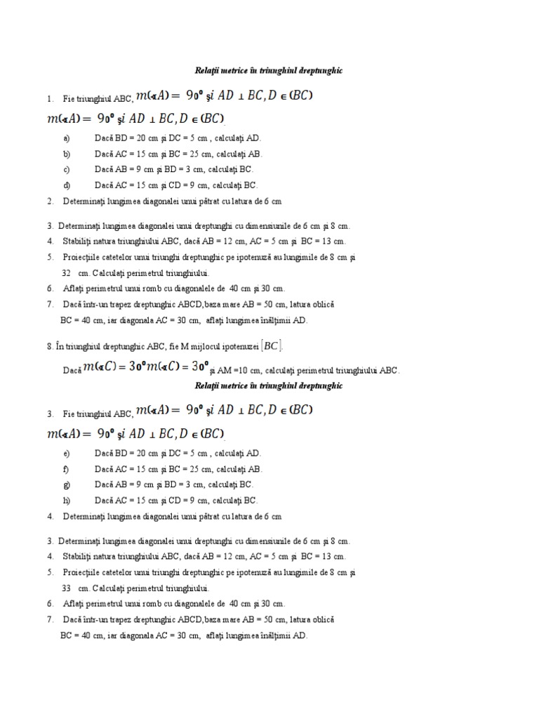 Relatii Metrice 2 | PDF