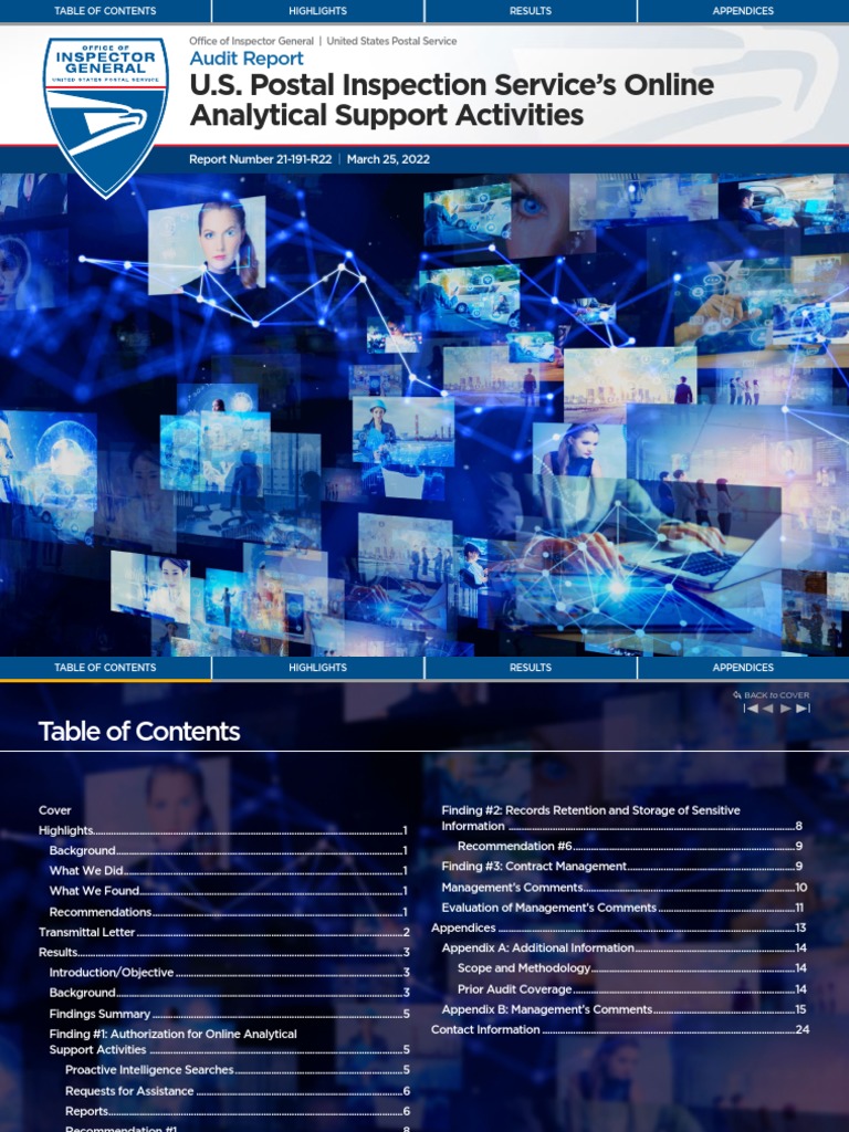 Postal Inspection Service Audit | PDF | National Security | Government