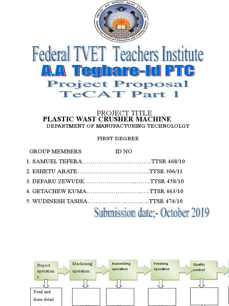 Plastic Wast Crusher Machine: Project Title | PDF | Recycling | Extrusion