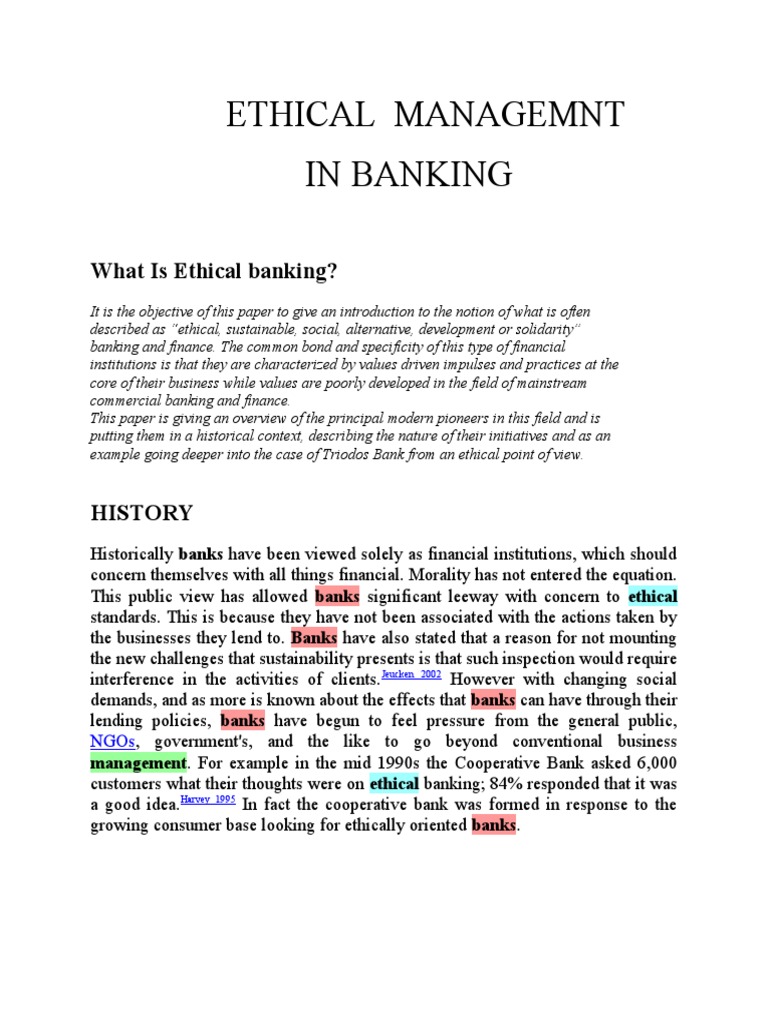 Ethical Managemnt in Banking | PDF | Economies