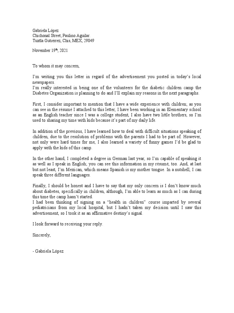 Formal Letter - Gaby | PDF