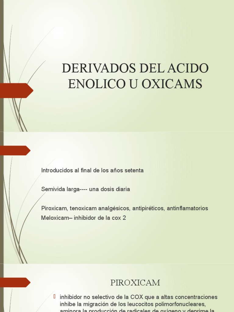 Derivados Del Acido Enolico o Oxicams | PDF | Sony | Especialidades Medicas