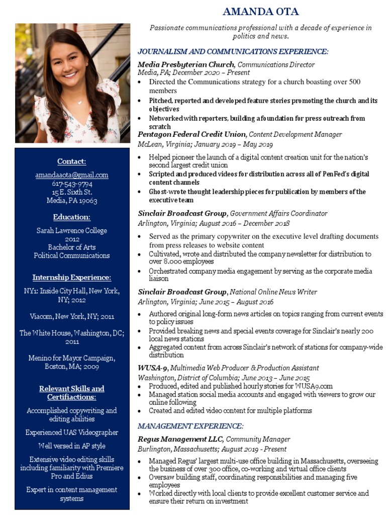Amanda Ayako Ota's Resume | PDF | News | Mass Media