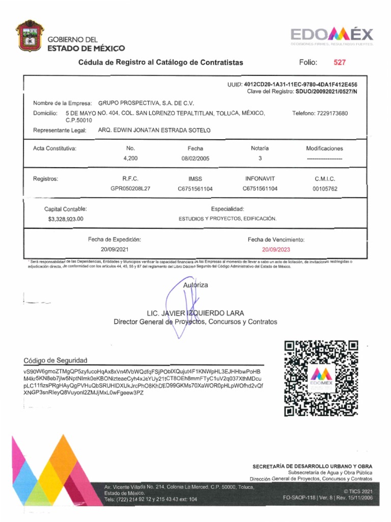 Registro De Padron De Contratistas Pdf