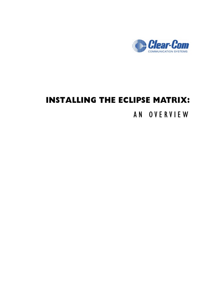 Clear-Com Eclipse Installation Overview | PDF | Power Supply ...