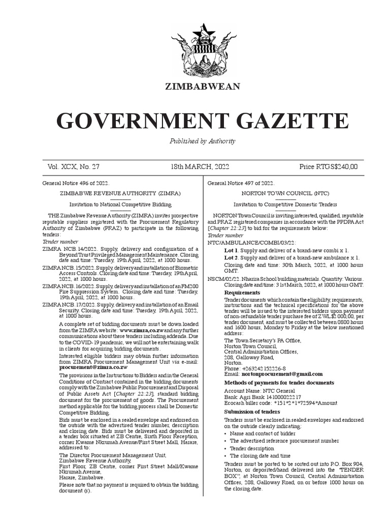 Government Gazette Vol. 27 18-3-2022 FINAL | PDF | Procurement | Business
