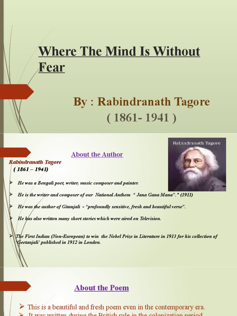 Where The Mind Is Without Fear | PDF | Rabindranath Tagore
