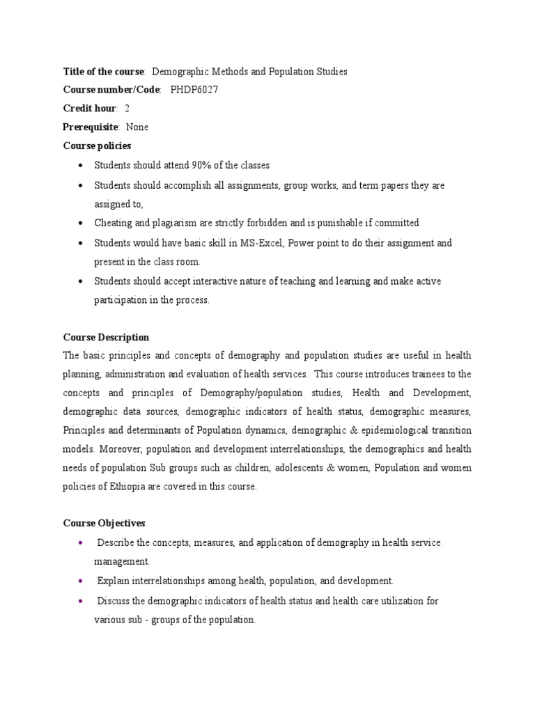 Introduction to Demographic Methods and Population Studies | PDF ...